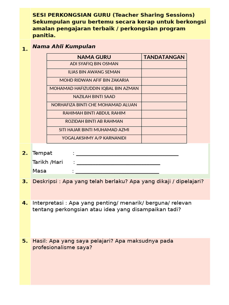 Template Form TSS | PDF