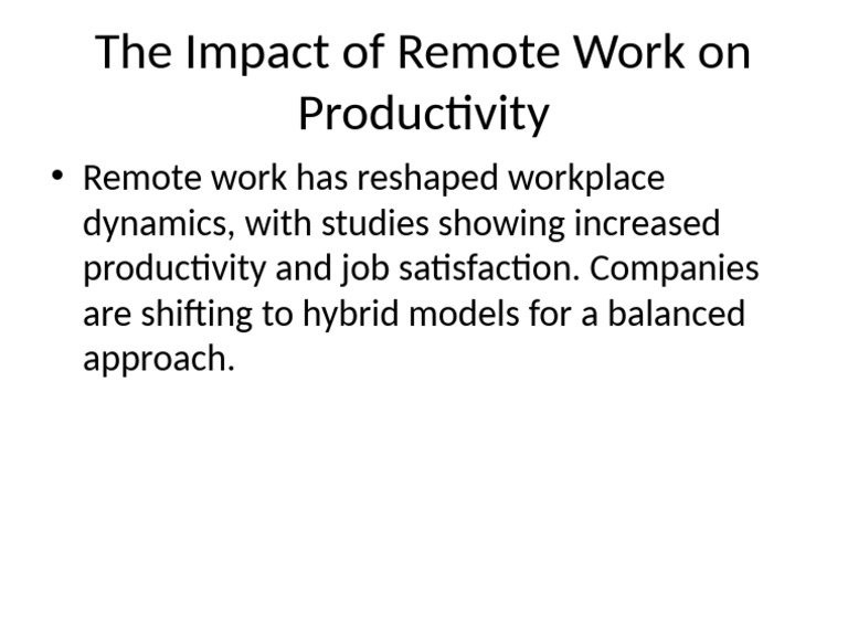 Remote Work Impact | PDF