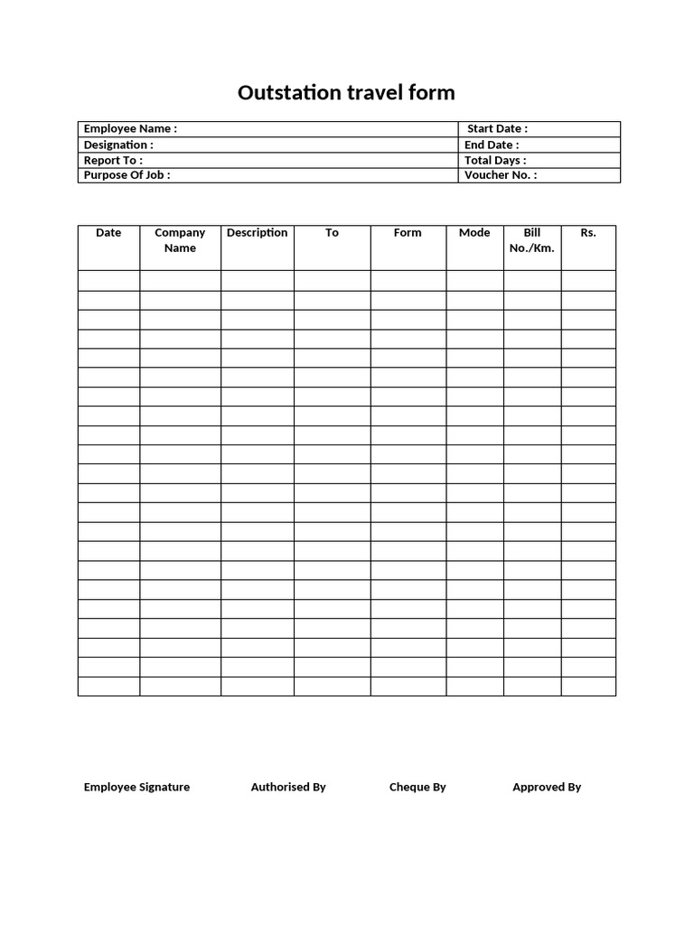 Outstation Travel Request Form | PDF