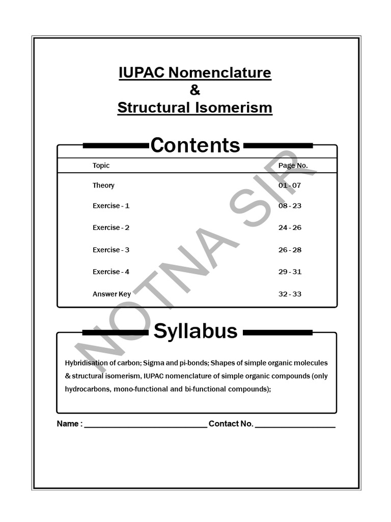IUPAC Nomenclature Structural Isomerism | PDF | Isomer | Methyl Group