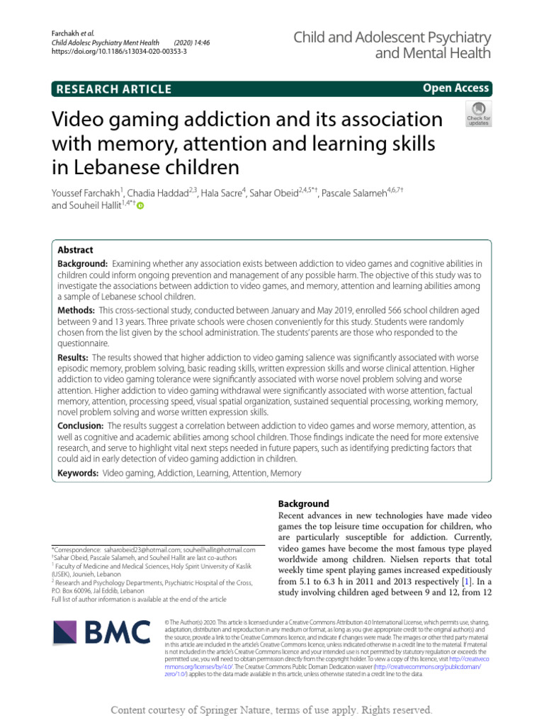Video Gaming Addiction and Its Impact on Memory At | PDF | Mental ...