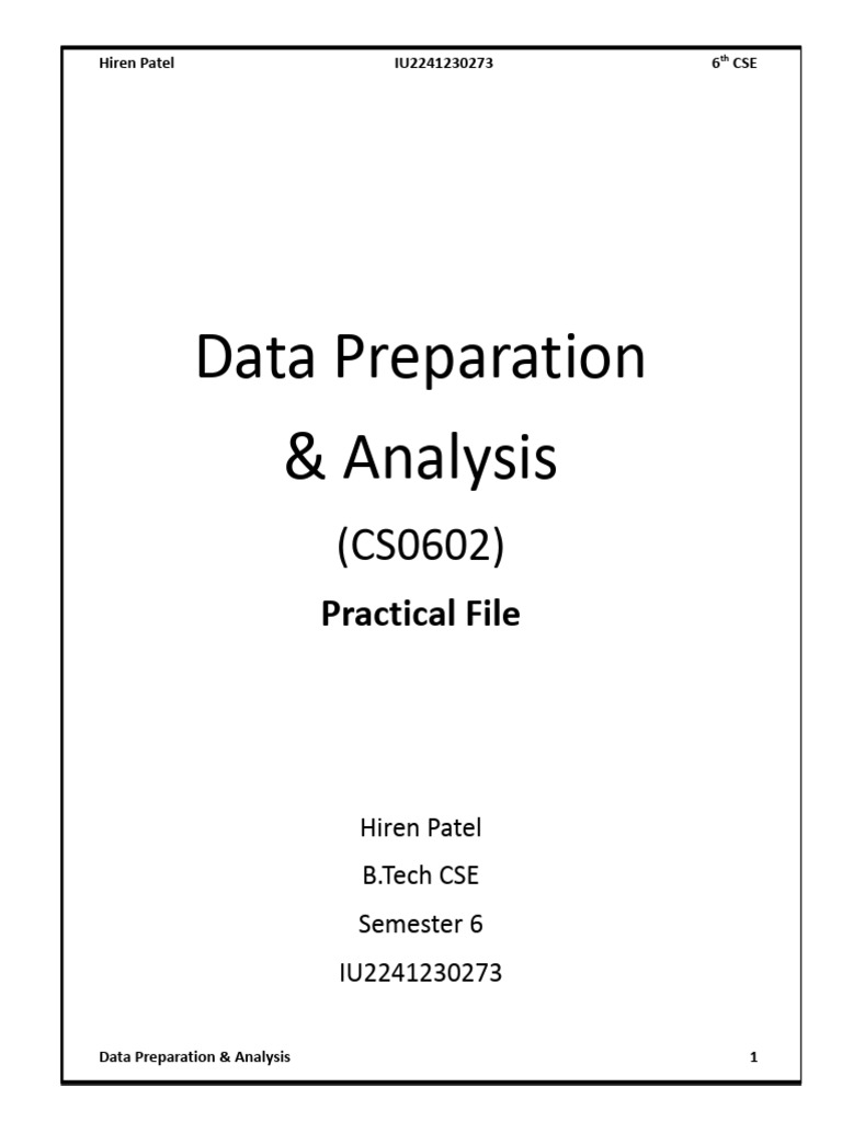 Data Preparation&Analysis Practicals | PDF | Data Analysis | Statistics