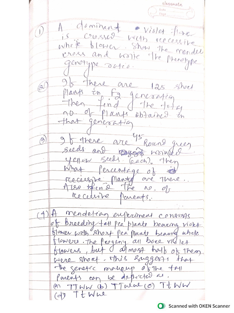 heredity class 10 question | PDF