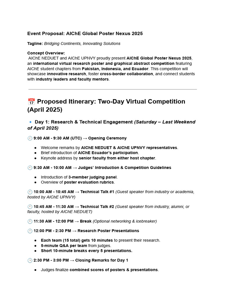Event Proposal - AIChE Global Poster Nexus 2025 | PDF