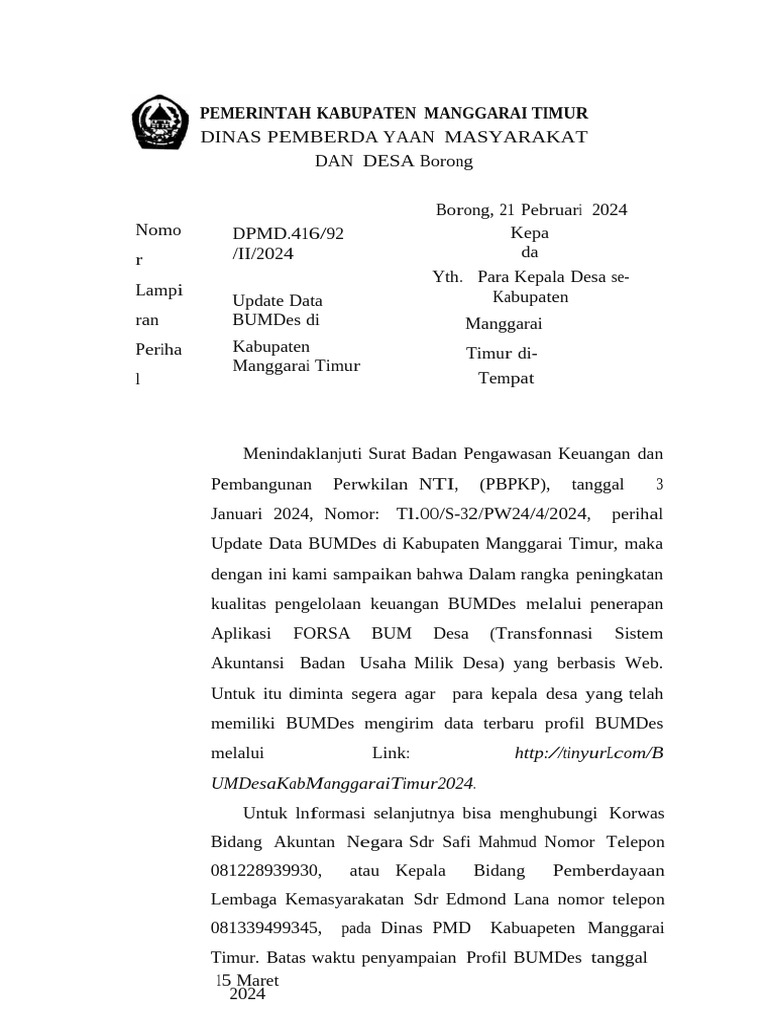 Update Data BUMDES | PDF