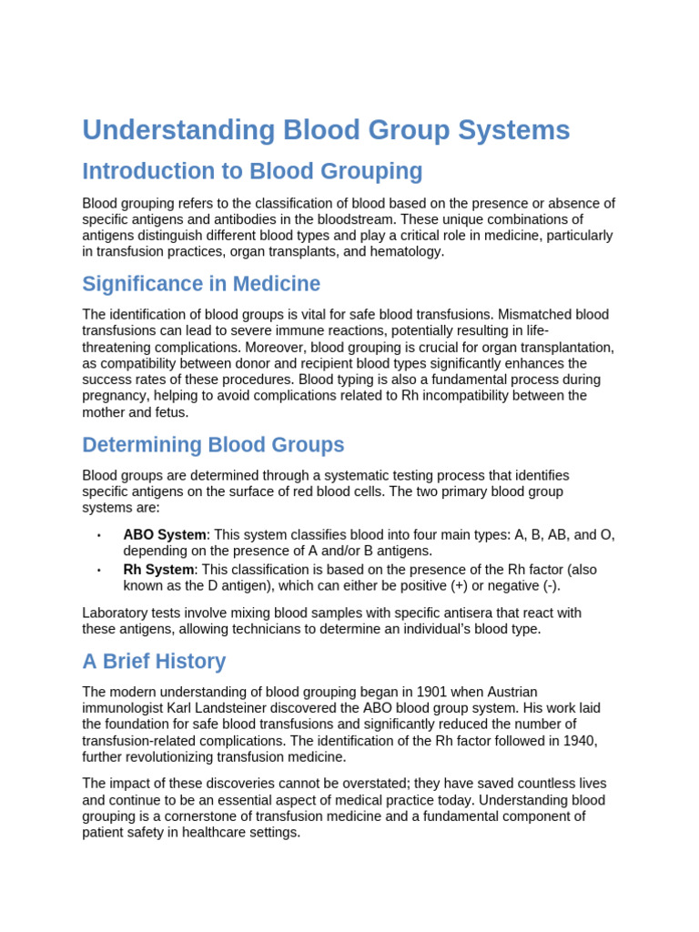 Blood Group Systems Explained | PDF | Blood Type | Blood Transfusion