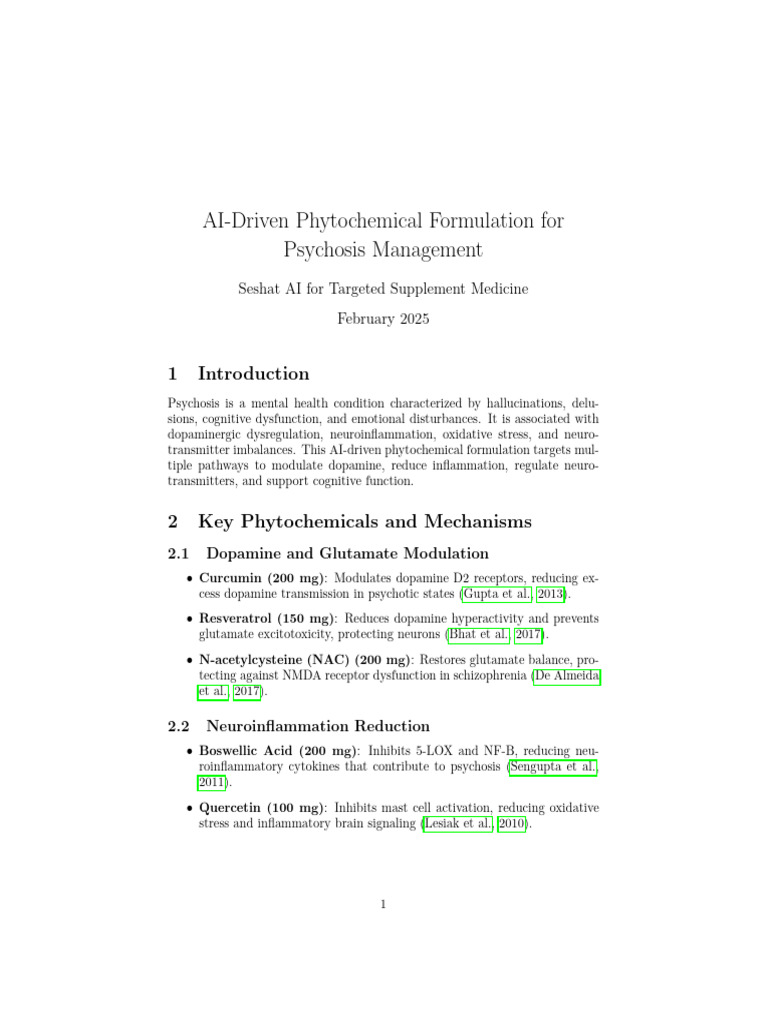 AI Driven Phytochemical Formulation For Psychosis Management | PDF ...