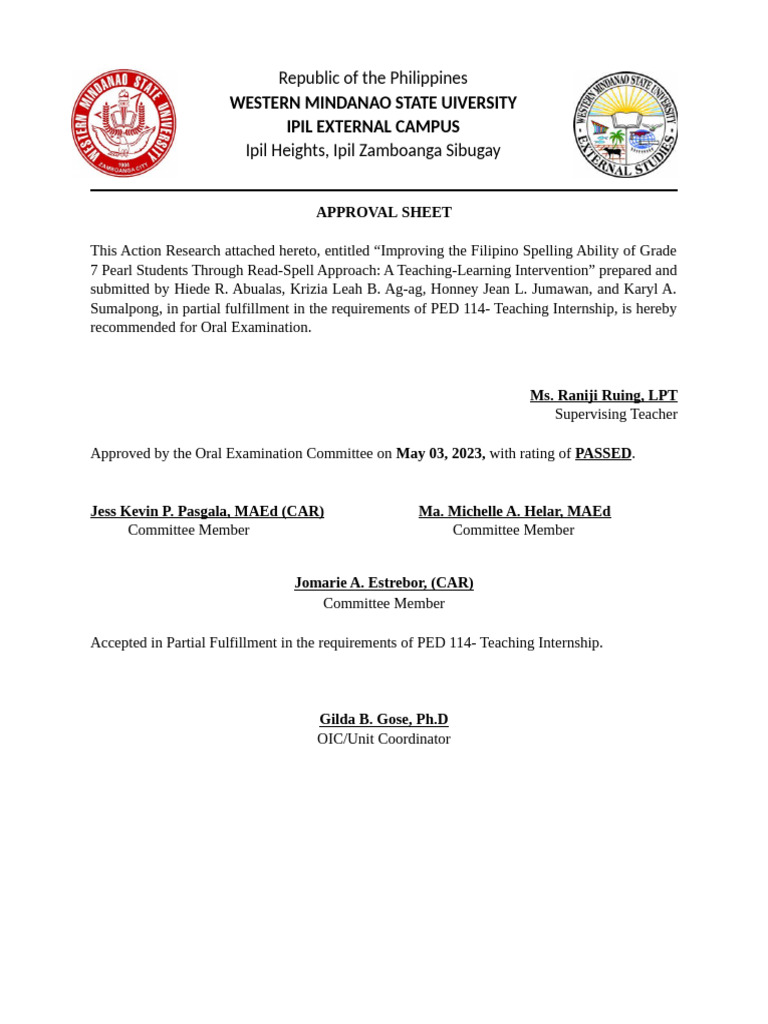 Cbar Approval Sheet | PDF