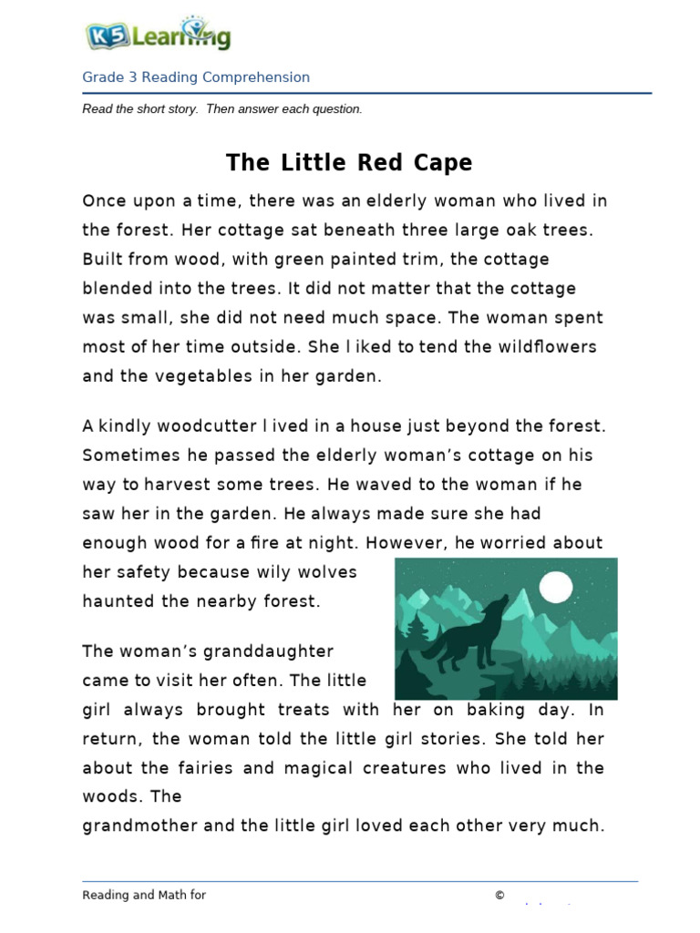 Grade 3 Story Little Red Cape | PDF | Folklore | Fairy Tales