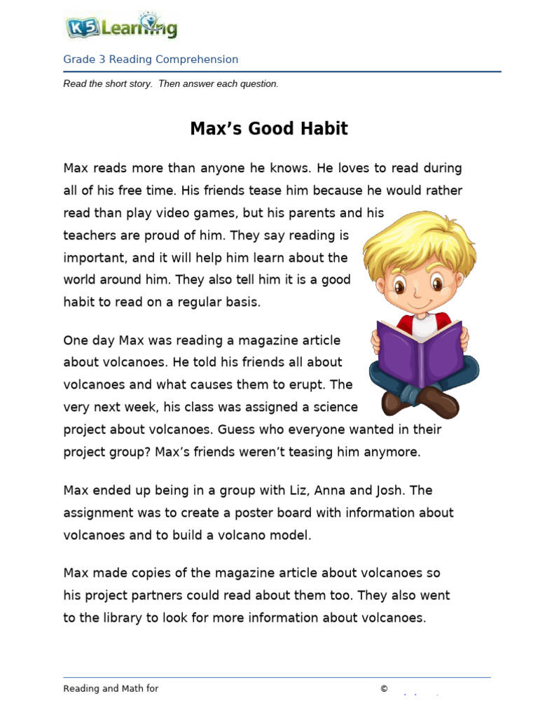 3rd Grade 3 Reading Max Good Habit | PDF | Volcano | Lava