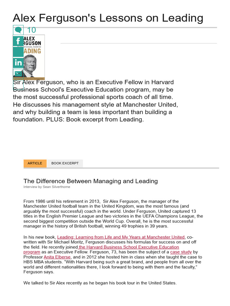 Ferguson's Leadership Lessons in Football | PDF | Manchester United F.C.