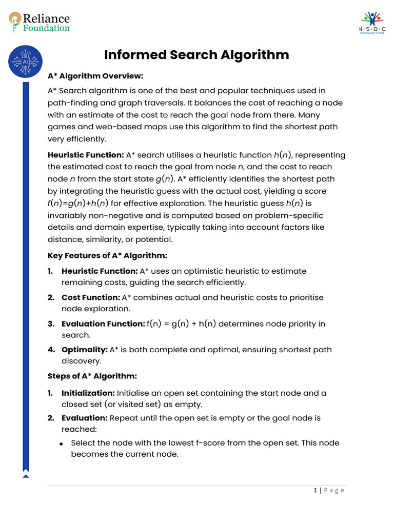 Informed_search | PDF | Algorithms And Data Structures | Algorithms Informed_search | PDF | Algorithms And Data Structures | Algorithms