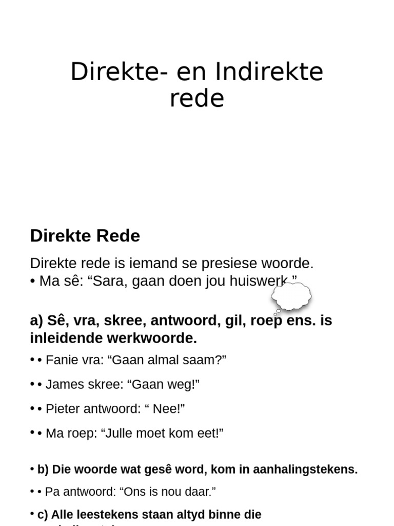 Direkte - en Indirekte Rede | PDF