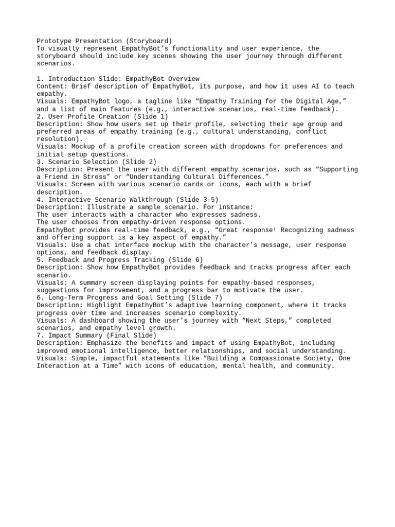 Prototype Presentation (Story Board) | PDF