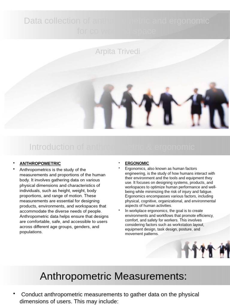 Anthropometric and Ergonomic Data for Co-Working Spaces | PDF ...