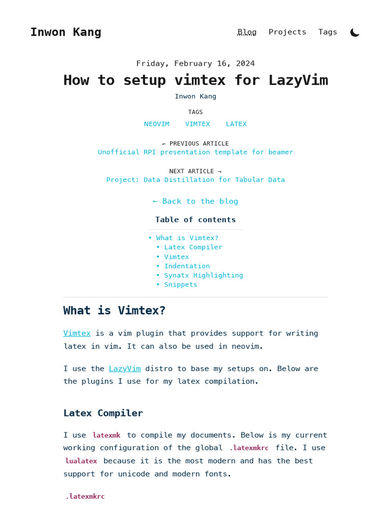 How to setup vimtex for LazyVim _ Inwon Kang | PDF | Computing | Text