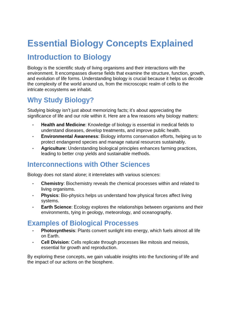 Essential Biology Concepts Explained | PDF | Cell (Biology) | Eukaryotes