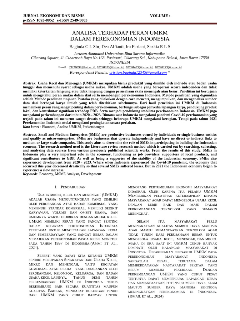 Template Jurnal Ekonis PNL - 2024 | PDF
