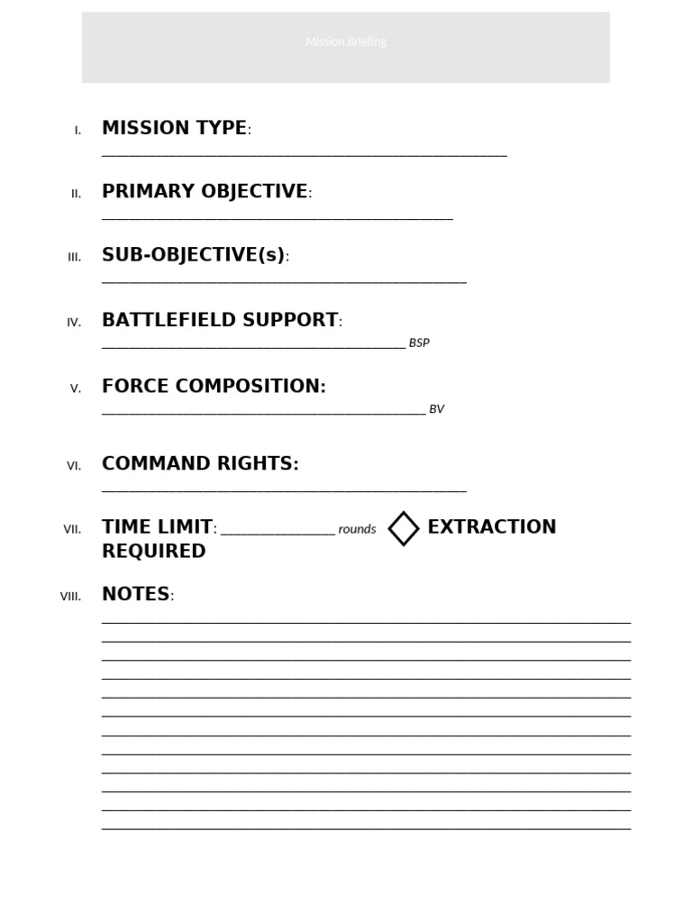 Mission Briefing Template | PDF