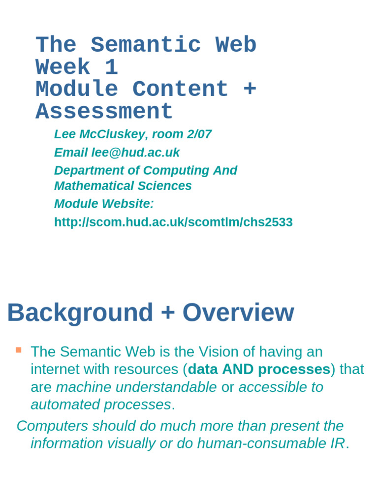 Semantic Web Lecture 1 | PDF | Semantic Web | Computing