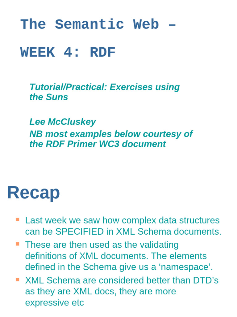 Semantic Web Lecture 4 | PDF | Resource Description Framework | Semantic Web