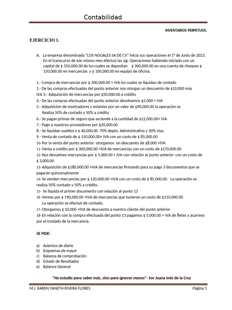 Inventarios Perpetuos | PDF | Contabilidad financiera | Dinero