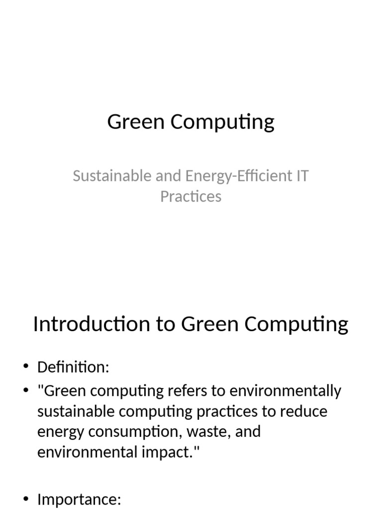 Green Computing Presentation | PDF