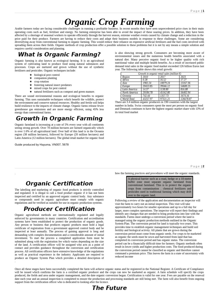 Benefits and Growth of Organic Farming | PDF | Organic Farming ...