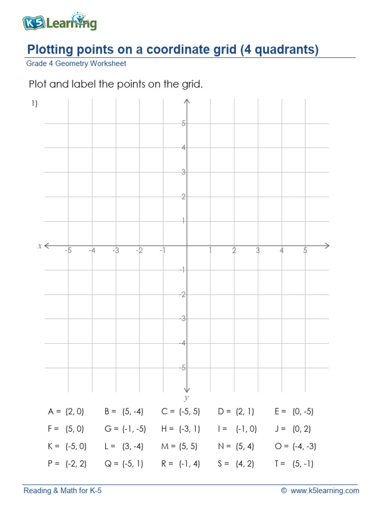 Grade 4 Geometry Plotting Points Coordinate Grid 4q B | PDF | Geometry ...