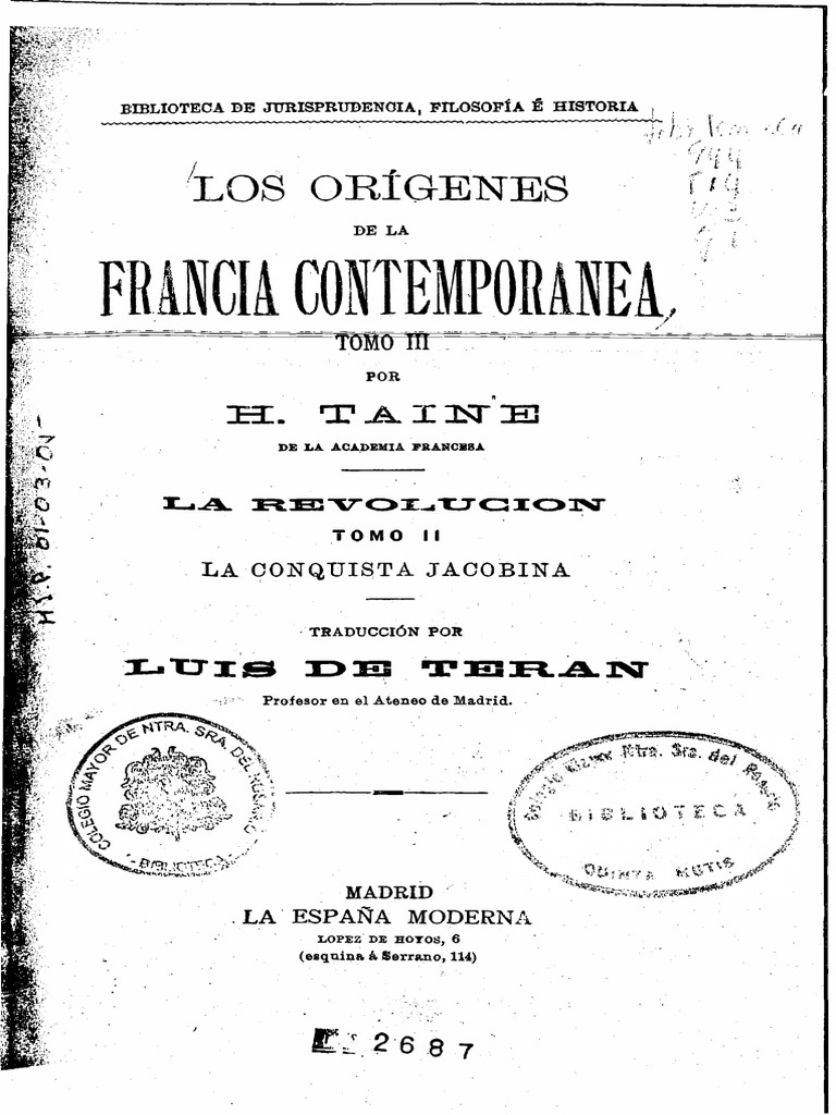 Taine. Los Orígenes de La Francia Contemporánea (Selección) | PDF | revolución Francesa ...