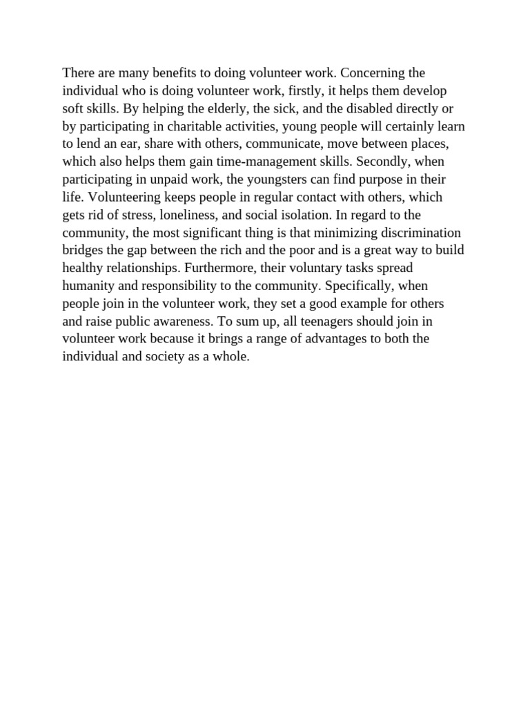 Benefits of Volunteer Work | PDF