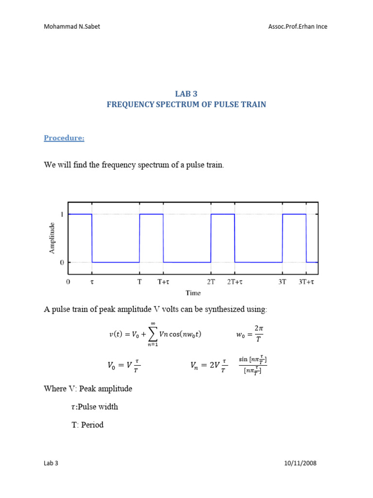 Frequency Spectrum of Pulse Train | PDF | Spectral Density | Electrical ...