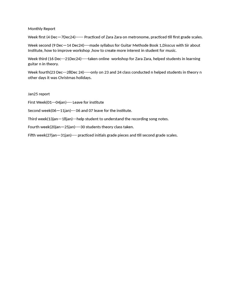 Monthly Report | PDF