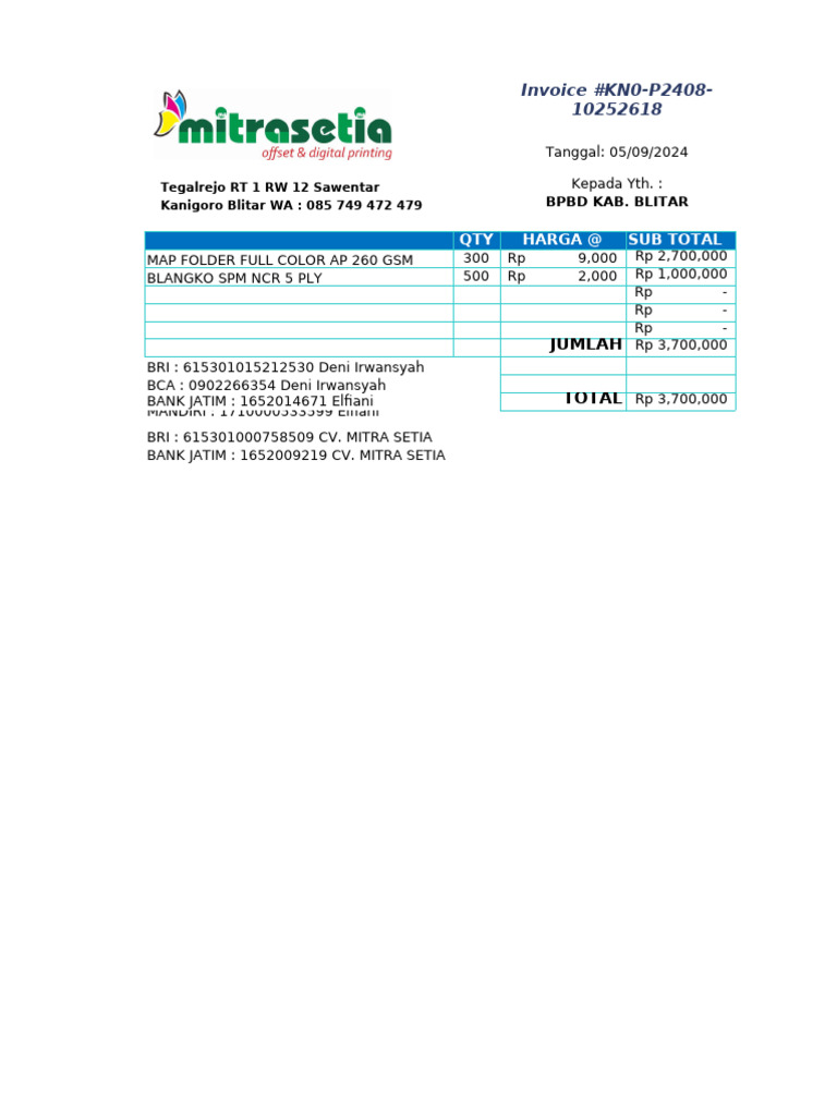 Nota Mitra Invoice | PDF