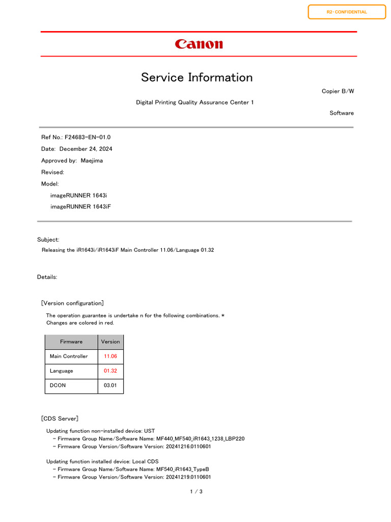 IR1643i IR1643iF Main Controller 11.06 en 01.0 | PDF | Computer ...