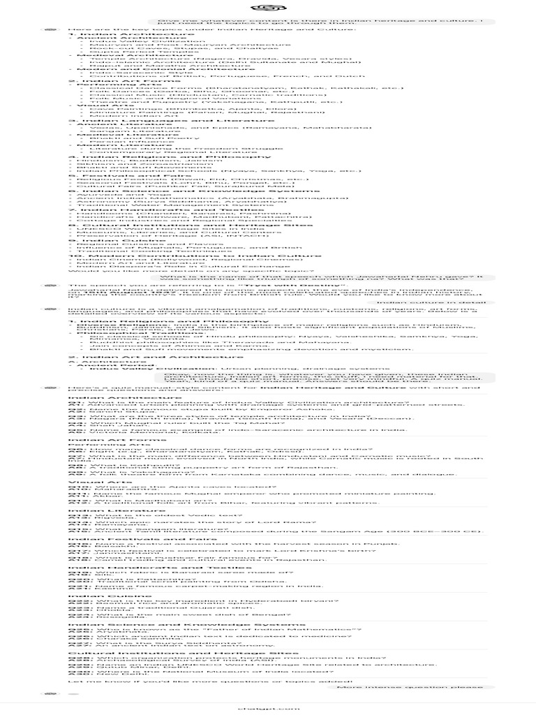 Indian Heritage Topics | PDF