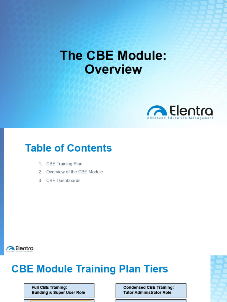 CBE Module: Training & Dashboards | PDF