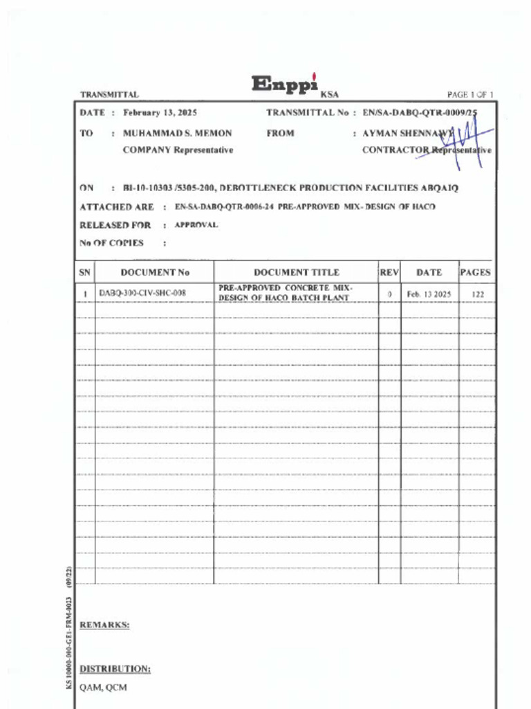 En SA DABQ QTR 0008 25 Pre Approved Concrete Mix Design of HACO | PDF ...