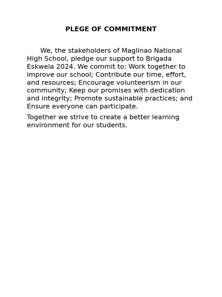 Plege of Commitment | PDF