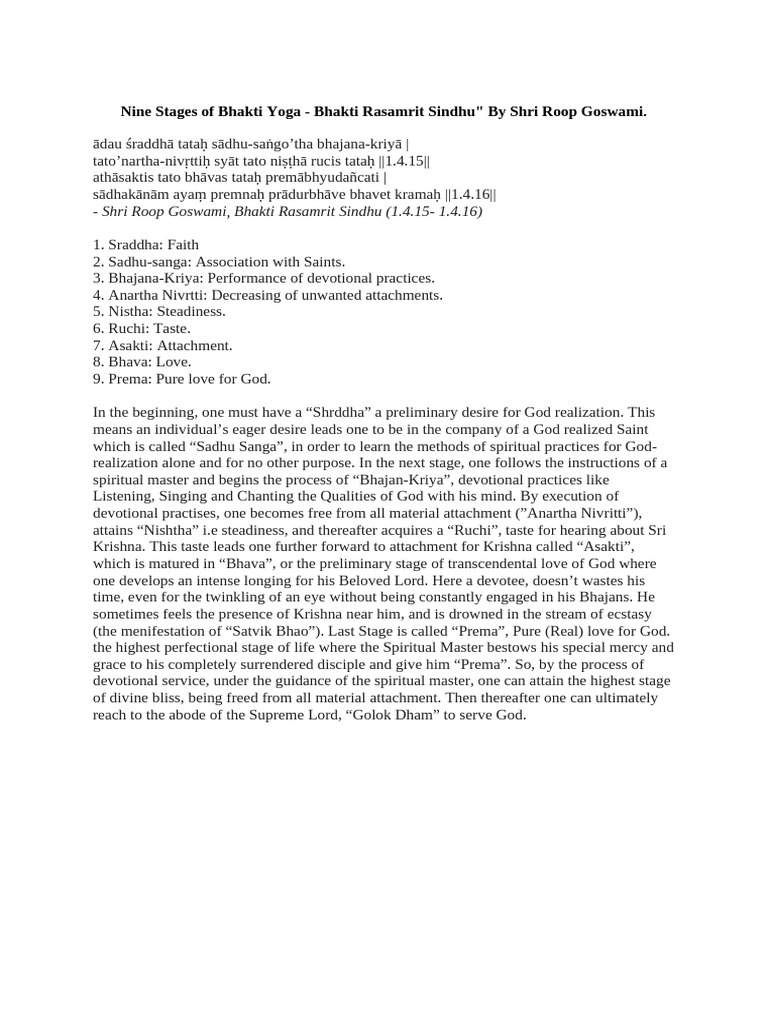 9 Stages of Bhakti Yoga | PDF