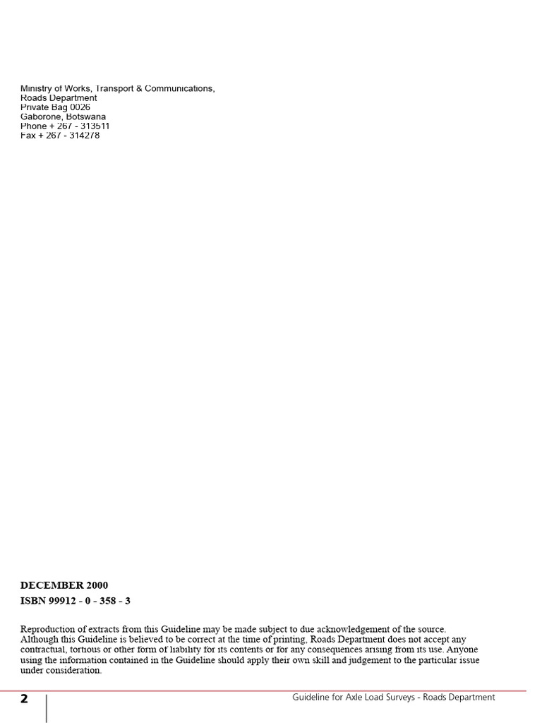 Botswana Guideline 4 Axle Load Surveys 2000 2 | PDF