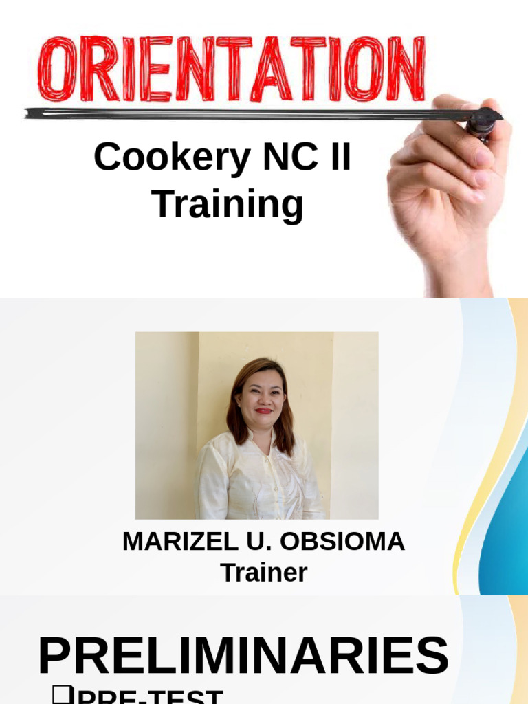 FLS-COOKERY NC II Orientation Demo | PDF | Learning | Educational Assessment