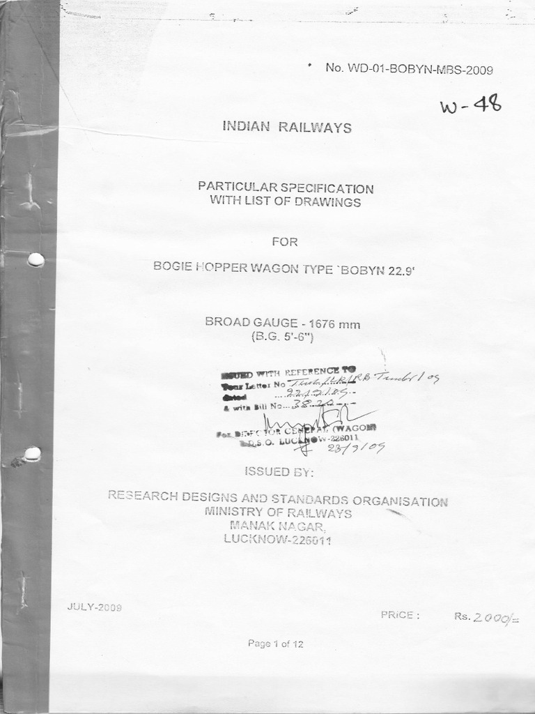 WD-01-BOBYN-MBS-2009 Technical Specification | PDF