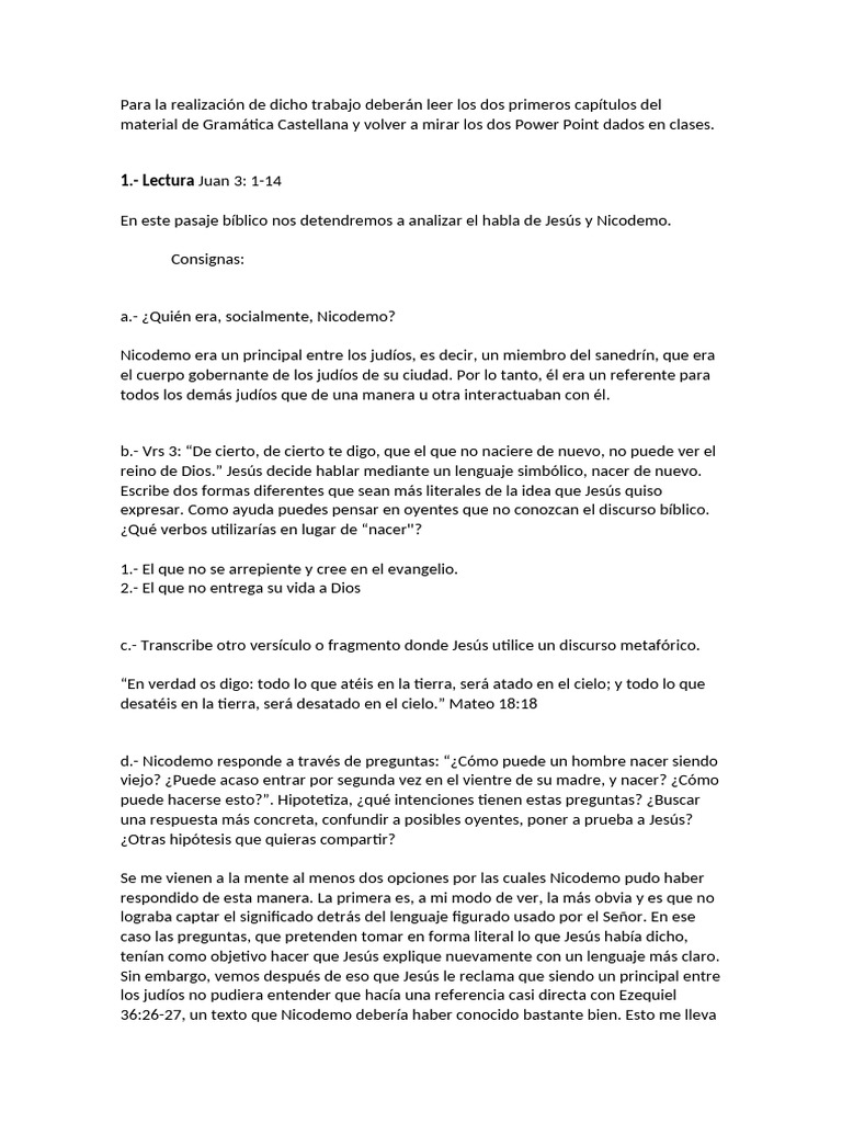 Trabajo Práctico. Gramática Castellana - Fernando Luque | PDF | Parábolas de Jesús | Jesús