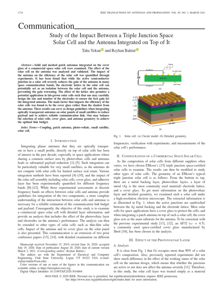 Study of The Impact Between A Triple Junction Space Solar Cell and The ...
