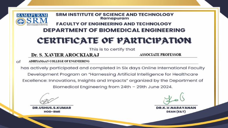 Dr. S. Xavier Arockiaraj Profile | PDF