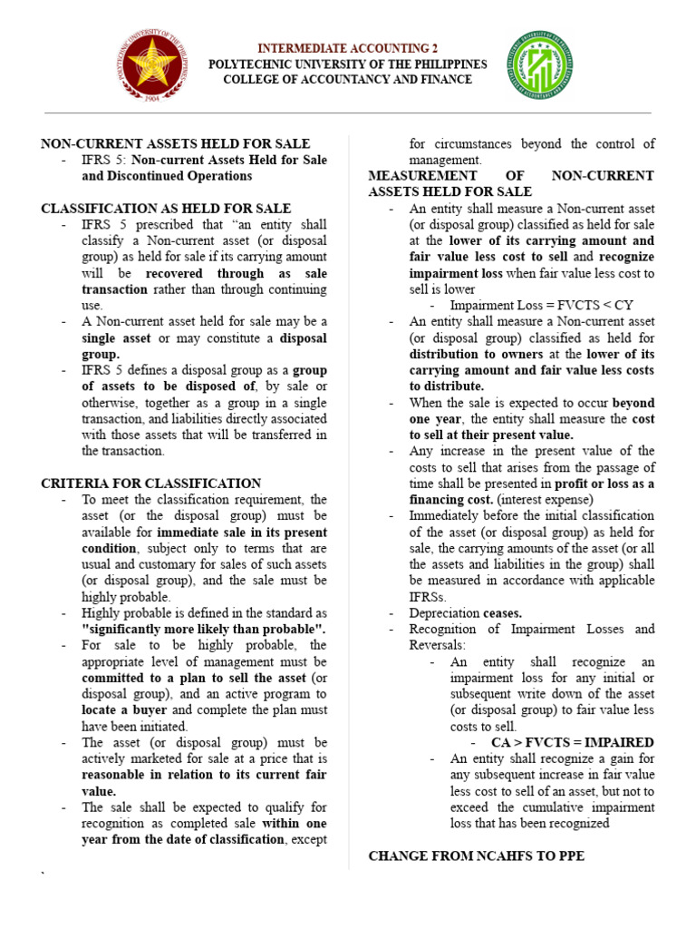 Intacc 2 - Non-Current Assets Held For Sale | PDF | Fair Value | Financial Accounting