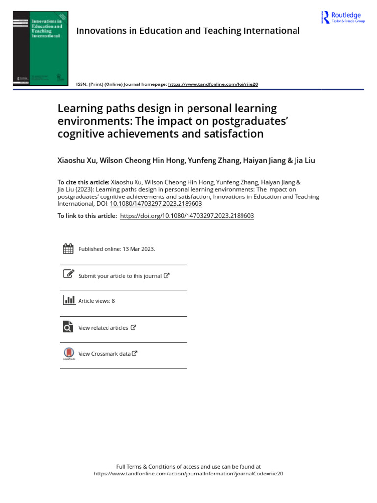 Learning Paths Design in Personal Learning Environments The Impact On ...