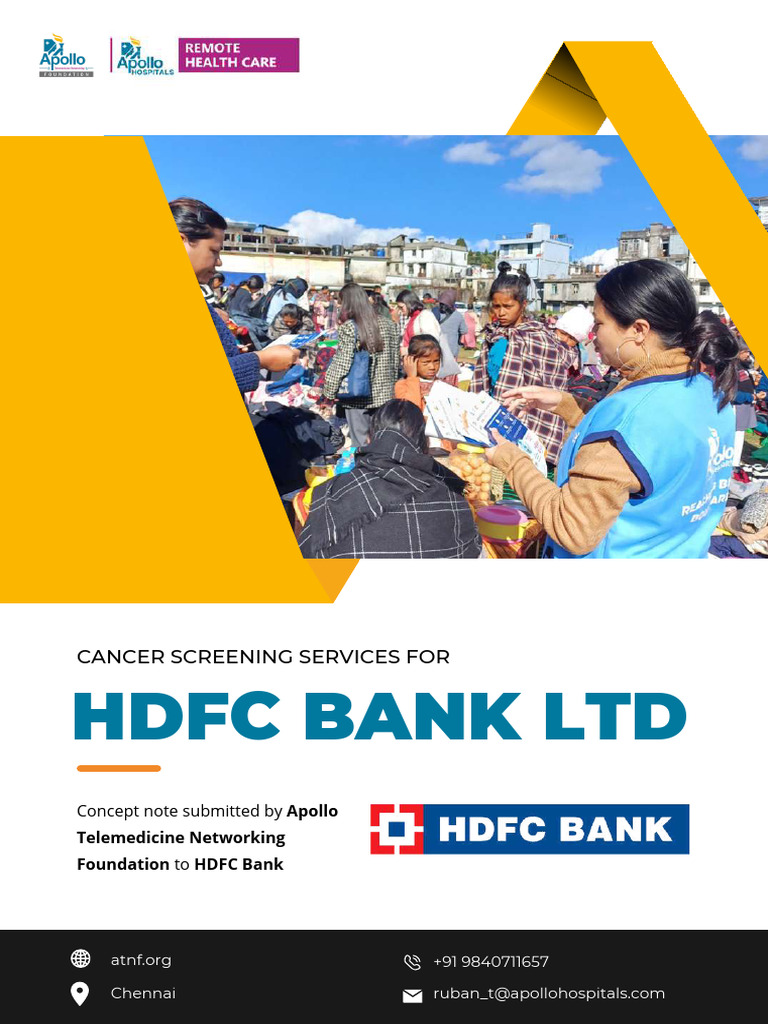 CSR Proposal For Cancer Screening Program - HDFC Bank | PDF | Cancer ...