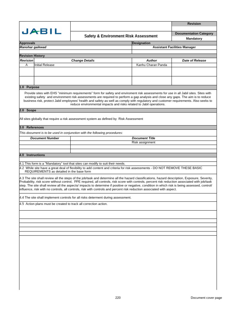 Risk Assessment Facility Scaffolding Ladder 22062023. | PDF | Risk ...